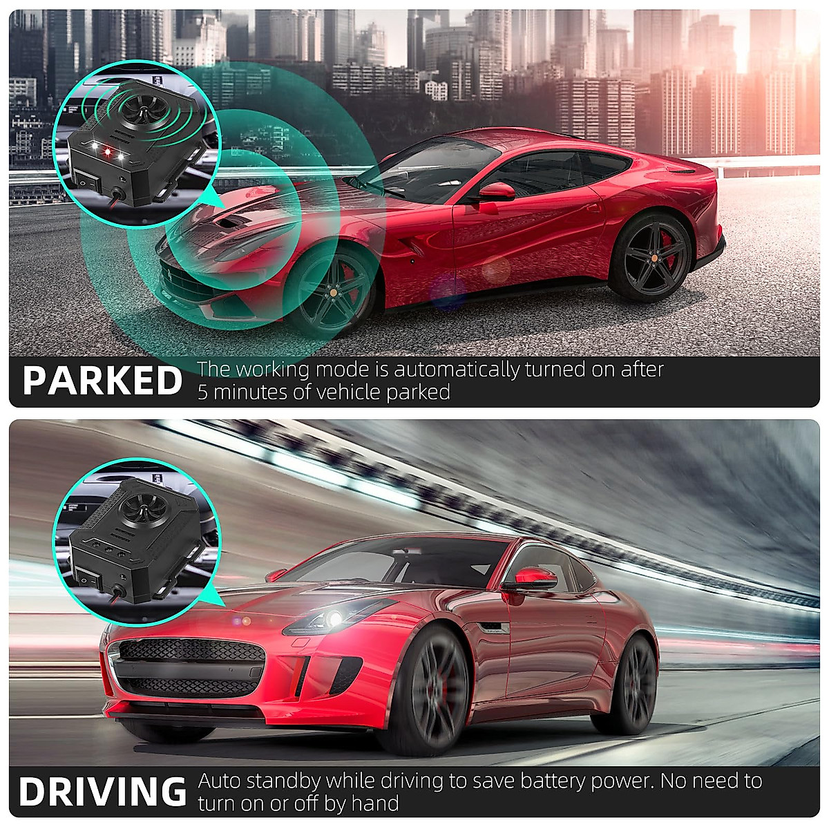 2024 Upgraded Car Mouse Repellent Under Hood Mouse Repellent for Cars with Ultrasonic Strobe Light to Scare Away Rodent Squirrel Repellent for CarEngine Truck RV Warehouse Vehicle Protection(2 Pack)