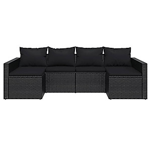 vidaXL 2 Piece Patio Lounge Set - Black Poly Rattan with Comfortable Cushions and Convenient Coffee Table - Perfect for Outdoor Living Space