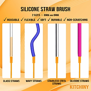 Kitchiny Silicone Bottle Brush | One Brush | 12.5” Bottle Cleaner Brush for Hydroflasks, Insulated Sports Bottle, Vase and Glassware | Water Bottle Brush Cleaner for Narrow Neck containers