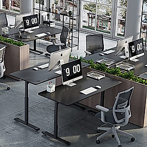 It's_Organized Gaming Desk 60 Inch Large Manual Height Adjustable Black Gaming Computer Desk, Home Office Standing Table Long Computer Sturdy Executive Workstation for 3 Monitors with Free Mouse Pad