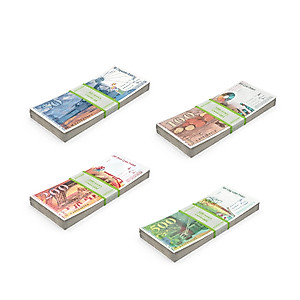 Scratch Cash Bundle ₣ Money to Play - 4 bribes 25 x ₣ 50, 100, 200 and 500 (Real Size)