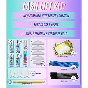 Stacy Lash Lift Kit - Professional Salon Premium Quality Eyelash Perm Curling Lotion & Liquid Full Lifting Set - Eyelash Perming Wave Curling Semi-Permanent