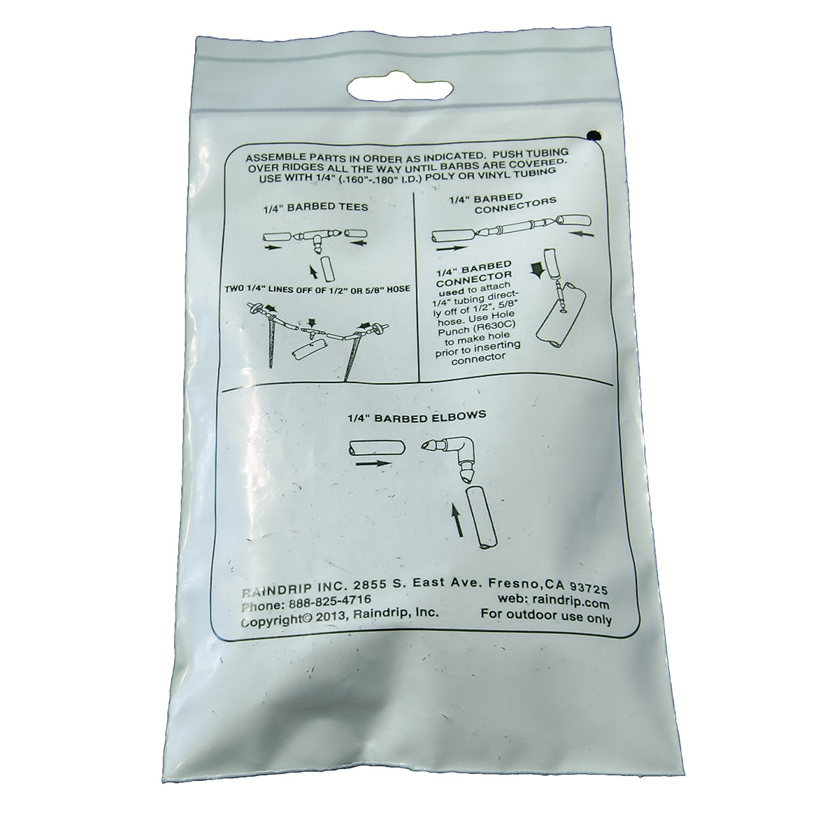 Raindrip 312050B Single Barbed Connectors, 1/4-Inch, 50 Per Bag, Blacks