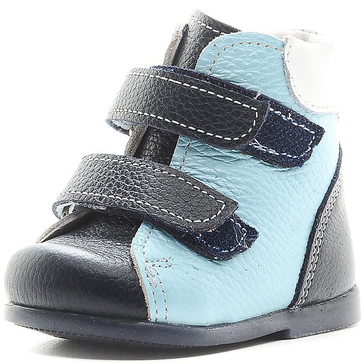 Skorohod Orthopedic Boots 15-141-2 First Step for Boys and Girls Genuine Leather - High Sole - 2 Fasteners (2 Infant, Blue)