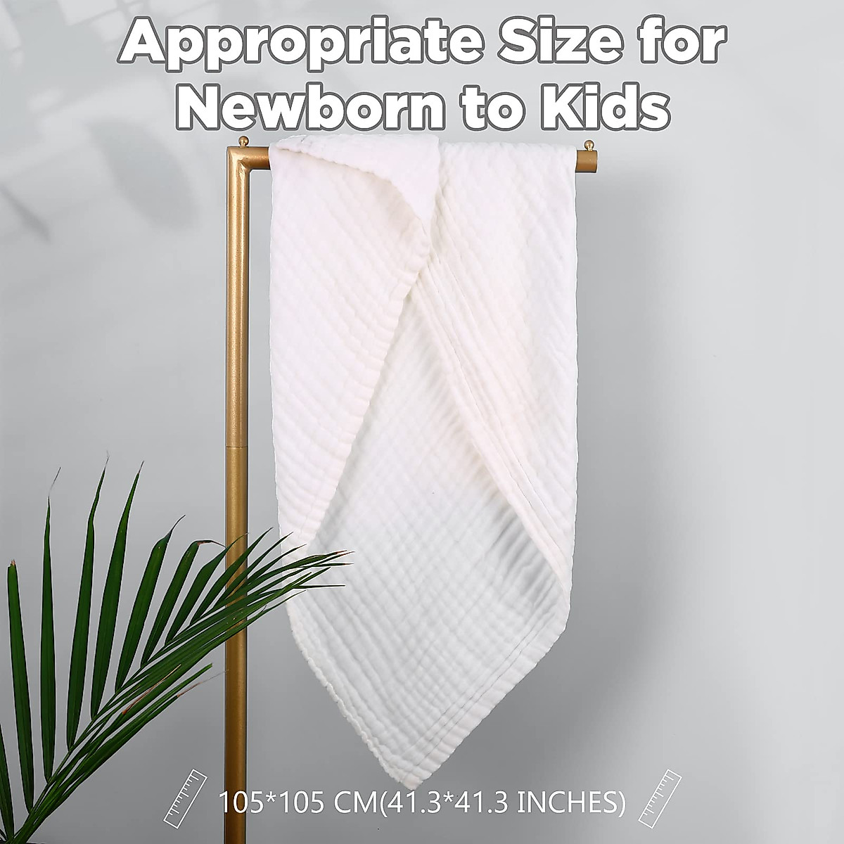 MUKIN Baby Bath Towels, Super Soft Cotton Receiving Blanket for Baby's Delicate Skin,2Pack Swaddle Blanket for Newborns Toddlers Boy Girl,Baby Registry as Shower (White+White)