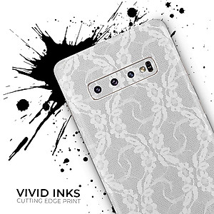 DesignSkinz White Floral Lace Protective Vinyl Decal Wrap Skin Cover Compatible with The Samsung Galaxy S20 (Screen Trim & Back Glass Skin)