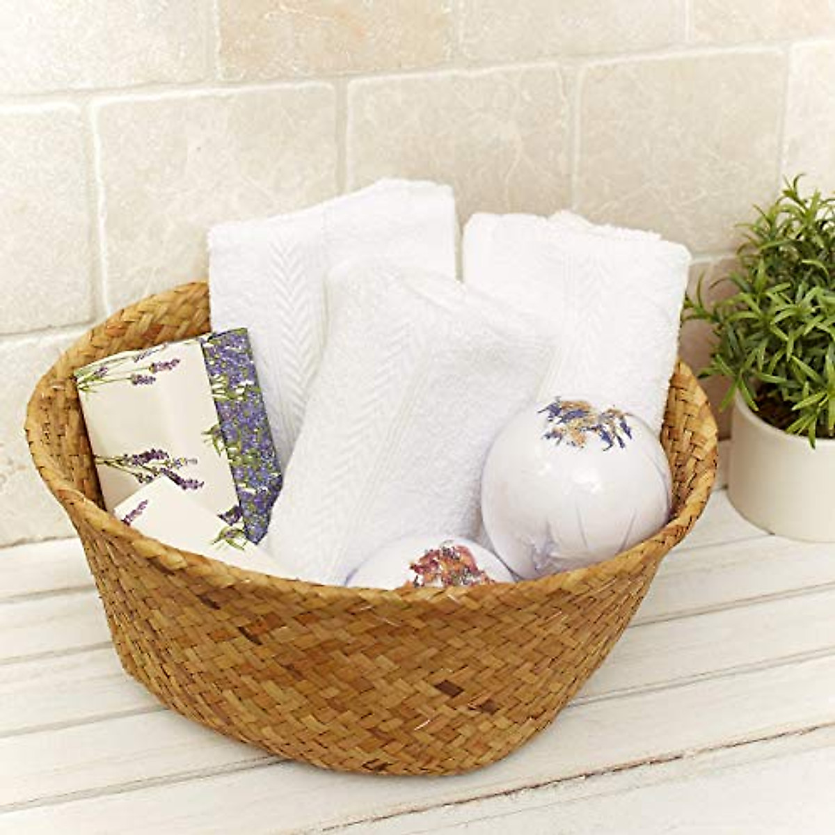 Natural Seagrass Basket - Home/Kitchen/Storage/Laundry/Organizer/Beach/Decor/Baskets - Woven Plantbasket - Beach Bag - Toy Storage - Laundry Basket - Picnic Tote - Handle Basket - Medium Size