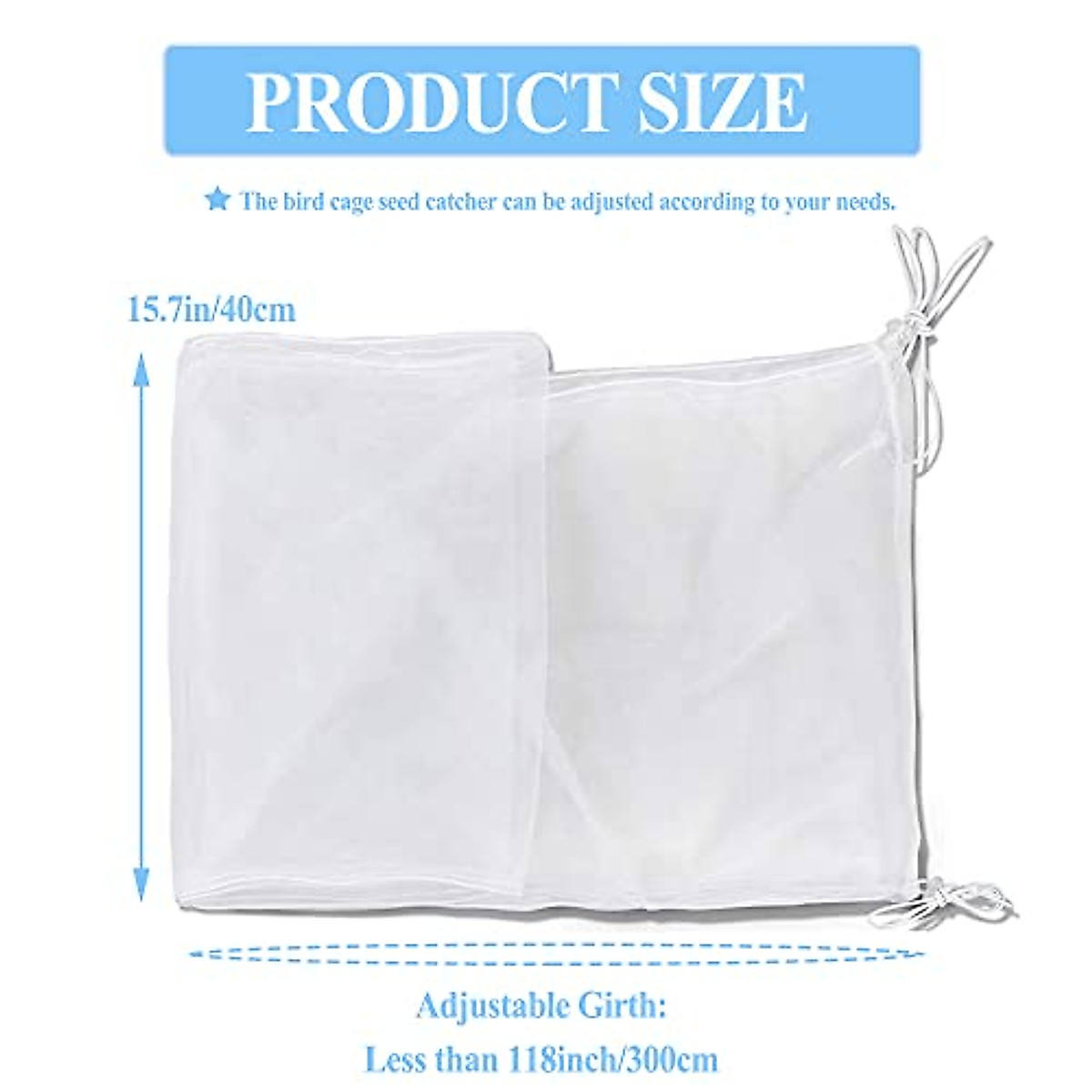 ASOCEA Extra Large Bird Cage Seed Catcher Guard Universal Birdcage Cover Nylon Mesh Net for Parrot Parakeet Macaw Lovebird African Grey - White (Not Include Birdcage) …