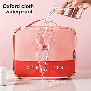 paerma Empty First Aid Bags Travel Medical Supplies Insulated Medicine Bag Convenient Safety Kit Suit for Family Outdoors Hiking Camping Car Office Workplace,Pink