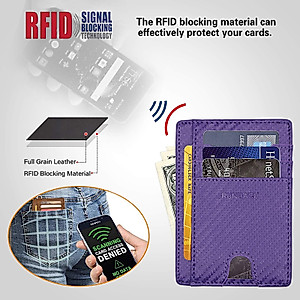 RUNBACH Slim Wallet,Minimalist Thin Front Pocket Leather Wallet RFID Blocking Secure Card Holder for Men Women,Gift-Boxed (Purple)