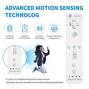 2 Pack Wii Remote with Wii Motion Plus Inside | Shock Wii Nunchuk Controller | Compatible Nintendo Wii, Wii U