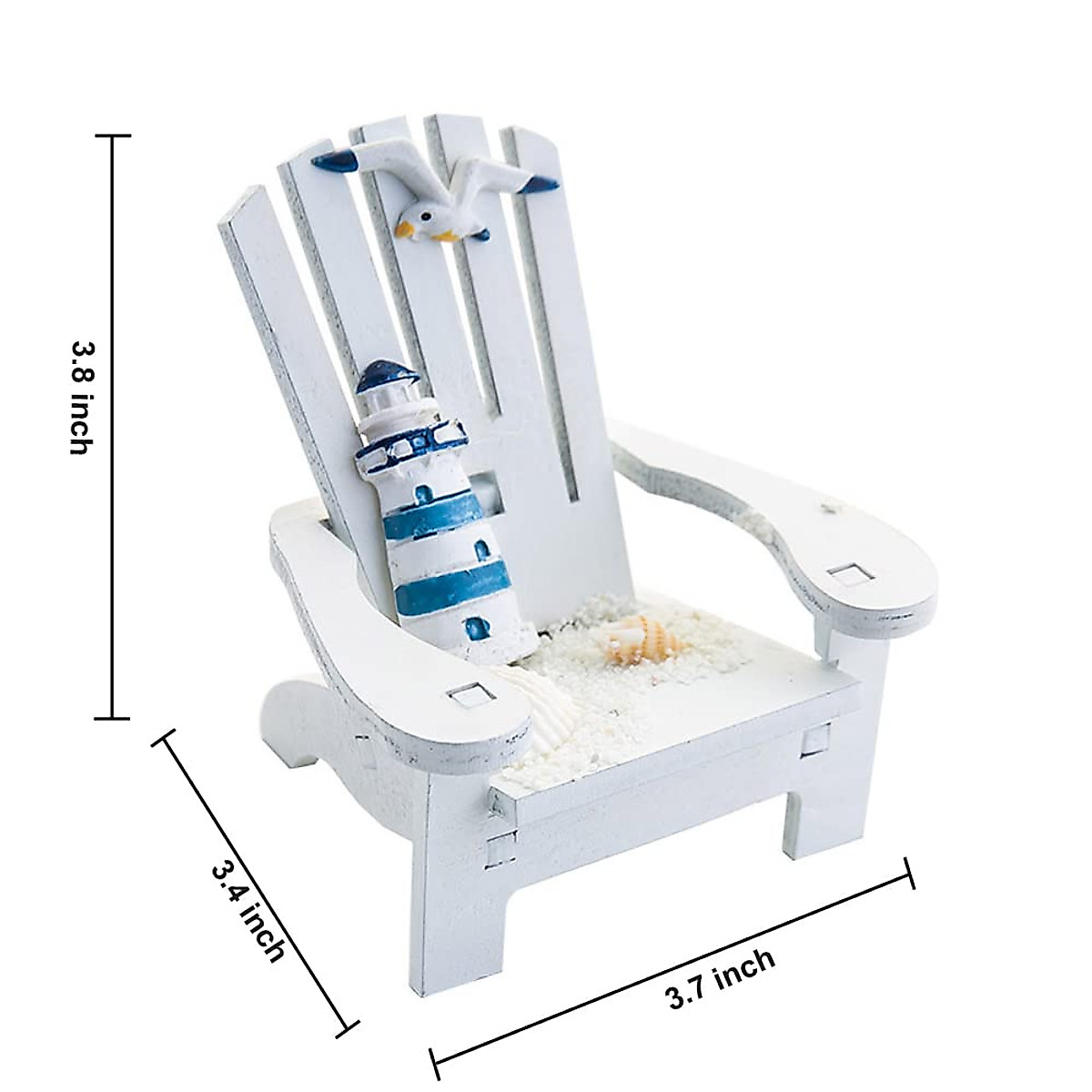 JOINSI 4 Pieces Wooden Adirondack Miniature Chair Ornaments with Nautical Life Ring for Coastal, Ocean, Beach Office Home Decoration Favor