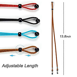 Ftojos 4 PCS Premium Eyeglass Straps - Sunglasses String Holder Strap - Leather Glasses Chain Lanyard for Men Women and Kids - Adjustable Eyewear Retainer Cord