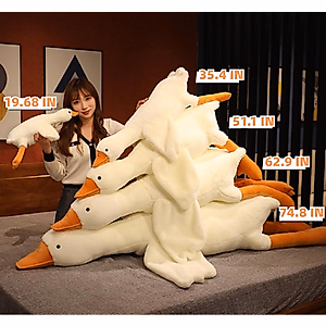 Srutirbo Giant Goose Stuffed Animal, 51.1 Inch Soft Goose Plush Pillow, Cute Duck Plush Toy Swan Plushie Doll Sleeping Hugging Pillows Gift for Girls Boys