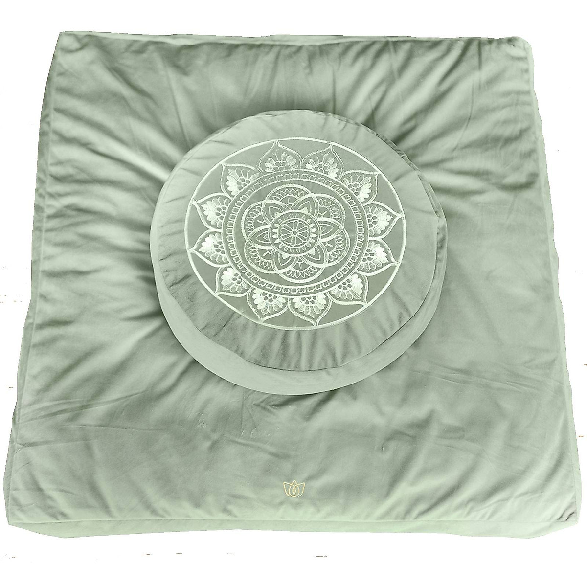 Florensi Meditation Cushion & Zabuton Meditation Mat Bundle- Premium Velvet Meditation Pillow for Women and Men,Washable Cover, Buckwheat Round Floor Pillow & 100% Cotton Square Floor Cushion