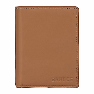Banuce Top Grain Leather Trifold Wallet for Women Small with Credit Card Holder and ID Window Brown