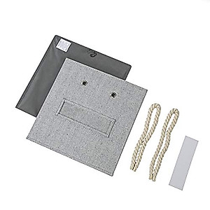 Onlycube 3 Pack Foldable Storage Bins for Cube Organizer with Cotton Rope Handles and Label Holders, Collapsible Basket Box Organizer for Shelves and Closet- Gray 13x13x13 inch