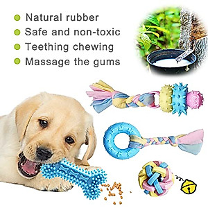 BENSEAO Puppy Chew Toys - Teething Ring & Rope Toy for Small Dogs, Interactive Dog Balls, Storage Basket (B)