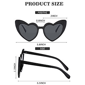 Frienda 9 Pairs Heart Shaped Sunglasses Bachelorette Heart Sunglasses for Women for Bachelorette Party Gift Favors (White Grey, Black Grey)