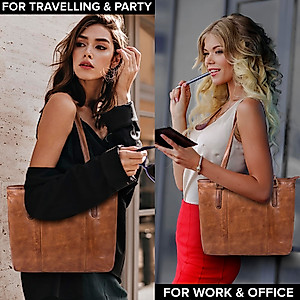 Leather Handbags For Women - Ladies Shoulder Bag Purse - Women's Leather Tote Bag - For Work, Travel - Gifts For Her (Tan)