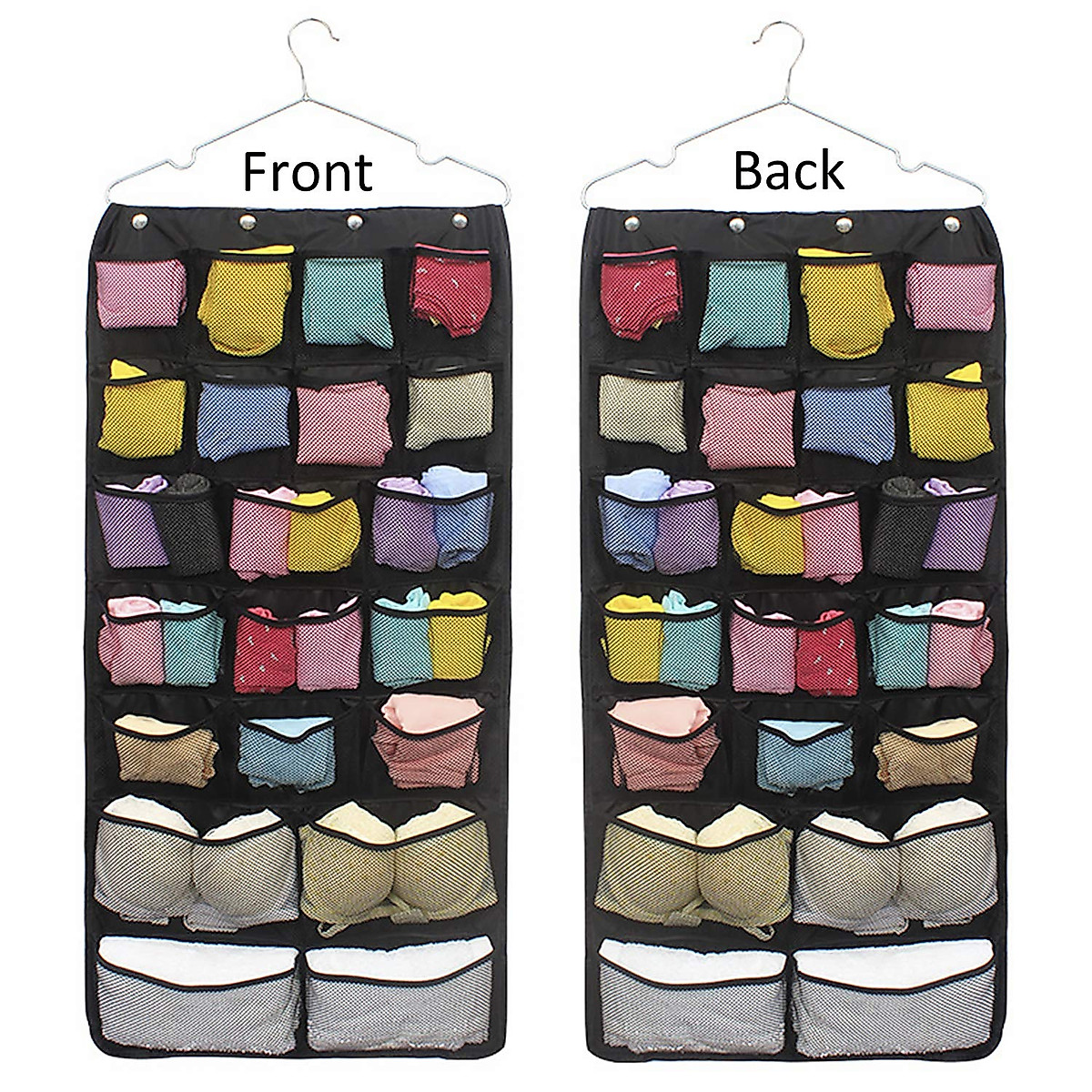 Geboor Oxford Hanging Closet Organizer for Underwear, Stocking, Bra and Sock, Dual-Sided Space Saving Storage Holder with 42 Pockets