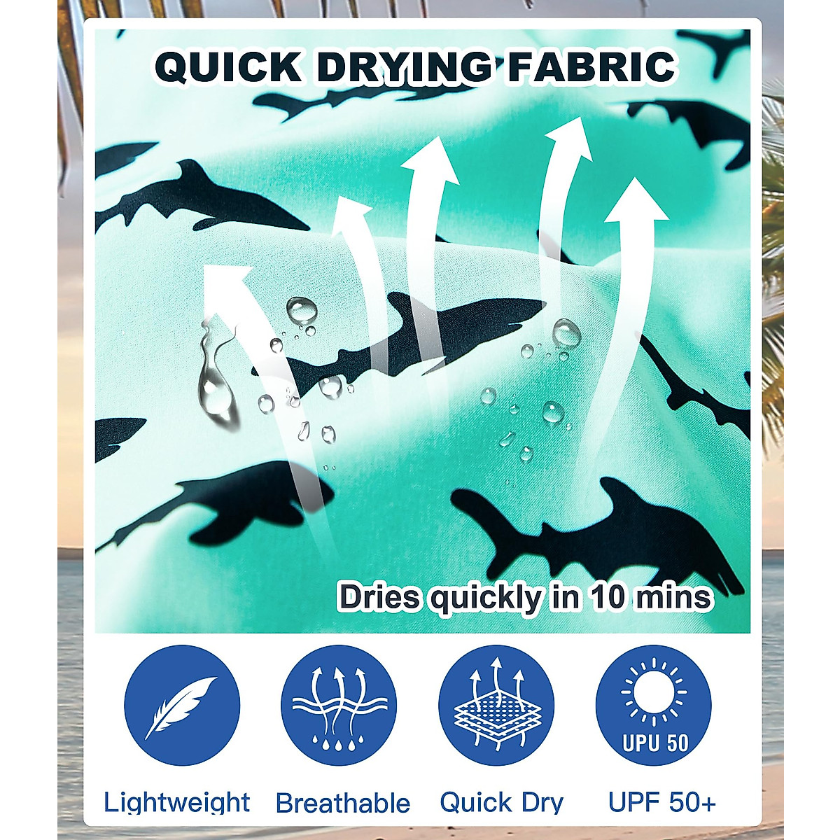 APTRO Men's Swim Trunks 9" Quick Dry Bathing Suit Big & Tall Beach Swimsuits #139 Shark 1X