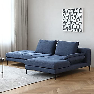 Acanva Luxury L-Shaped Corner Sectional Sofa Bed, Extra Wide Comfy 2-Piece Couch with Chaise, Adjustable Armrest, Right Hand Facing Seating, Jewelry Blue