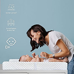 YENING Mini Baby Diaper Changing Pad for Dresser Top with Cover 27" x 16", Waterproof Lining Small Foam Contoured Changing Table Pads Topper White