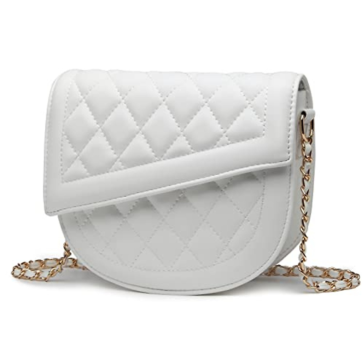 Ysaok Women Flap Crossbody Purses Over the Shoulder Chain Bags Vegan Leather Handbags (White)