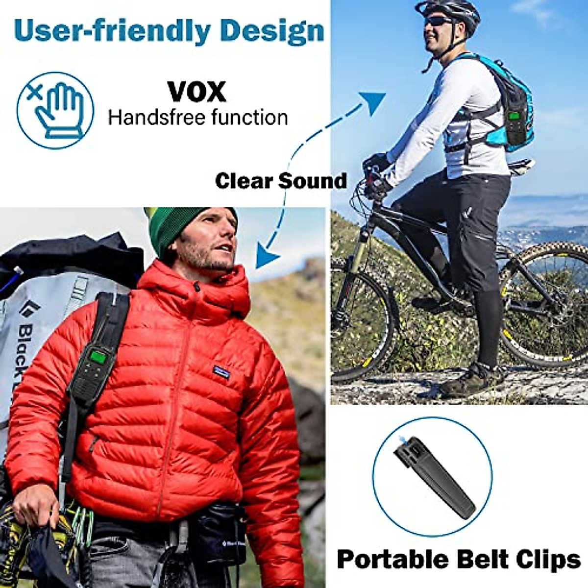 LOKSHUN Walkie Talkies for Adults Long Range with 22 FRS Channels,X1 Walkie Talkie Up to 5 Miles with Earpieces VOX Auto Squelch,Professional Walkie Talkies for Kids Gift Family Hiking Camping(2 Pack)