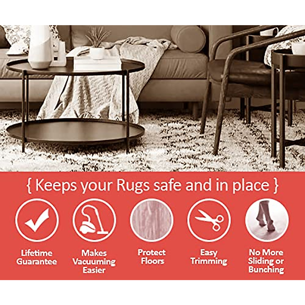 Home Must Haves Rug Pad with Non-Slip Grip, 6x9, Gray