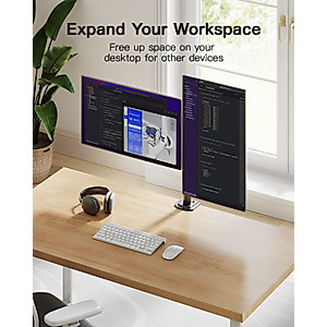 HUANUO Dual Monitor Mount for 2 Monitors up to 30 inches, Heavy Duty Dual Monitor Stand Holds up to 22 lbs, Dual Monitor Arm with Height Adjustable Tilt Swive Rotate, VESA Hole 75mm or 100mm