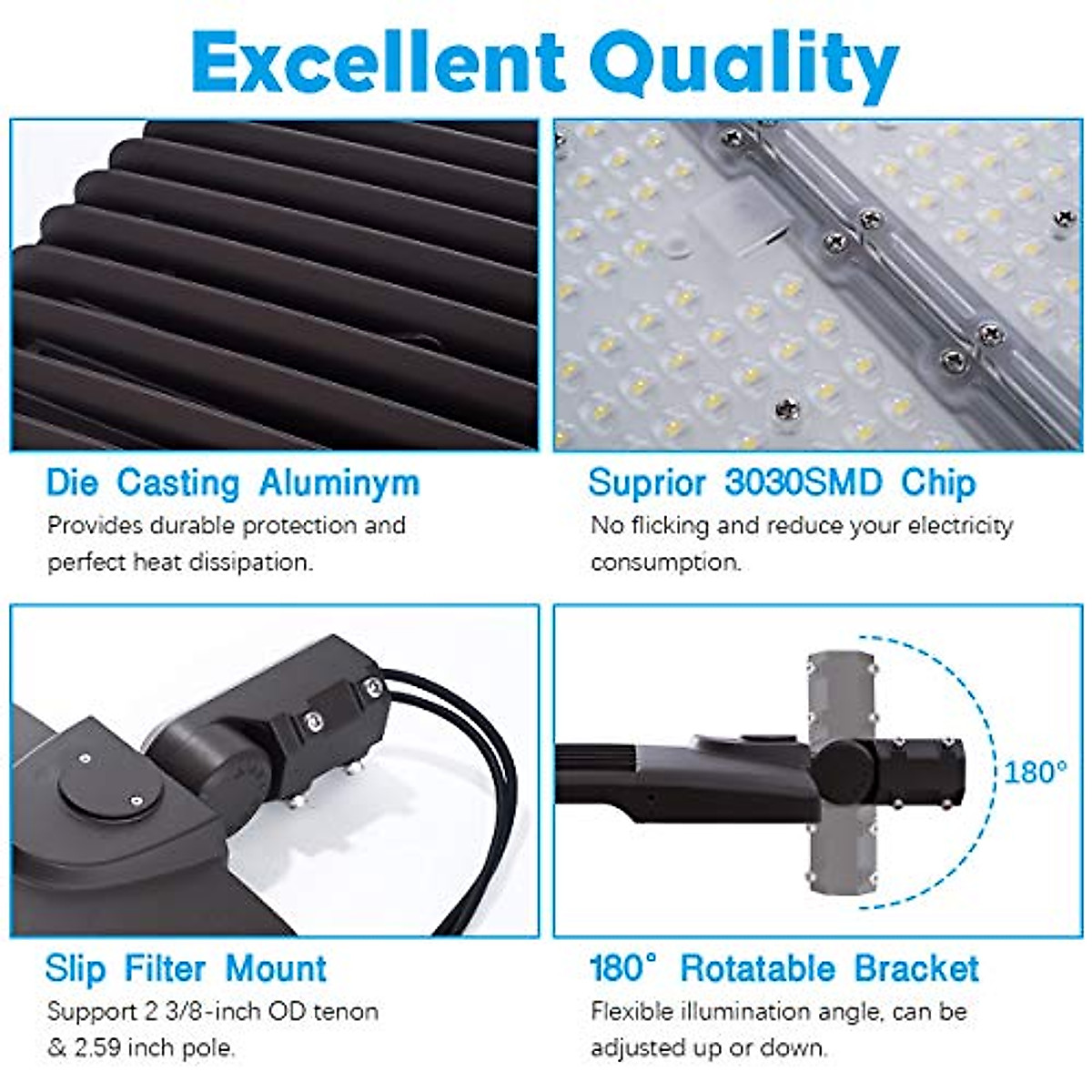 WAHADI 4 Pack 300W LED Parking Lot Lights,5700K Daylight White Shoebox Pole Light, 750W MH/HPS Replacement, Waterproof Outdoor Area Street Court Security Lighting Fixture,UL DLC Listed