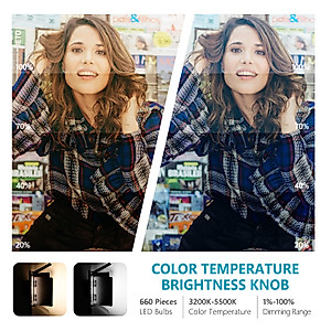 Neewer Professional Metal Bi-Color LED Video Light for Studio, YouTube, Product Photography, Video Shooting, Durable Metal Frame, Dimmable 660 Beads, with U Bracket and Barndoor, 3200-5600K, CRI 96+