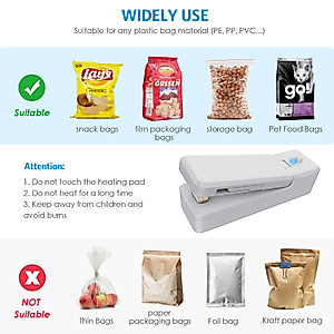 Ankilo Mini Bag Sealer 2 Pack, 2 in 1 Rechargeable Heat Sealer, Portable Bag Sealer and Cutter for Plastic Bags Snacks, Outdoor Picnic Campaign, Food Storage, White