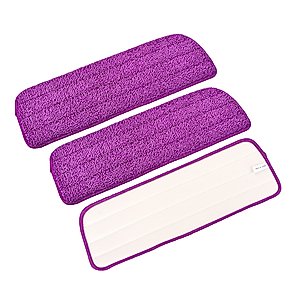 MECCANIXITY Microfiber Mop Replacement Heads 42x14cm for Wet/Dry Mop Floor Cleaning Pads, Purple Pack of 3