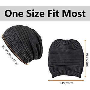 Senker Fashion 2 Pack Womens Slouchy Beanie Winter Knit Soft Hat for Women and Men Grey Black