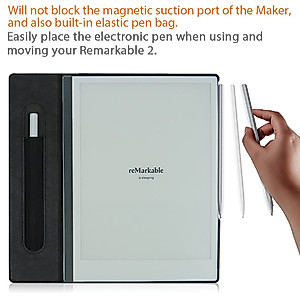 DINGGUAGUA for Remarkable 2 Paper Tablet Case,with Built-in Pen Holder - for 10.3" 2020 Released Cover for Remarkable2 Paper Tablet Book Folio Case,Black