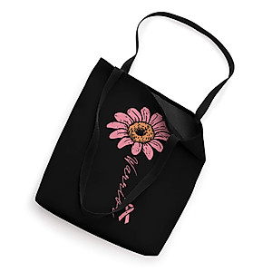 Sunflower Warrior Pink Ribbon Breast Cancer Awareness Women Tote Bag