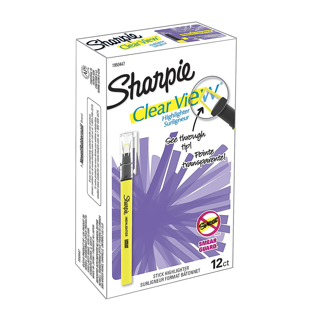 Sharpie Clear View Highlighter Stick, Yellow, 12/Pack (1950746)