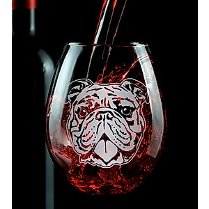 Promotion & Beyond Bulldog Face Cute Puppy Stemless Wine Glass - Funny Dog Mother Father Parent Owner Gift
