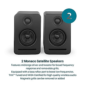 Platin Monaco 5.1.2 Home Theater System - Wireless Surround Sound System Upward Firing Speakers - THX Tuned & WiSA Certified