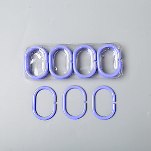 Cheeroyal Plastic Shower Curtain Rings,Pack of 12 White Bathroom Shower Hooks Loop Clips Bath Drape Replacement C-Rings Pole and Rail Window Rod (Purple)