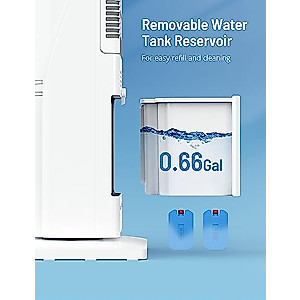 Paris Rhône Portable Air Conditioners 3-IN-1 Evaporative Air Cooler, 3 Speeds Air Conditioner Portable for 1 Room with Remote, 12H Timer, 60° Oscillation Swamp Cooler Fans for Bedroom