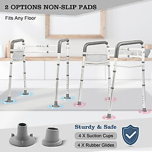 Rirsye Heavy-Duty Toilet Safety Rails- 500 lbs Capacity - Adjustable, Easy Installation Toilet Safety Frame with Handles, Sturdy Bathroom Safety Frame for Elderly, Handicap, Disabled