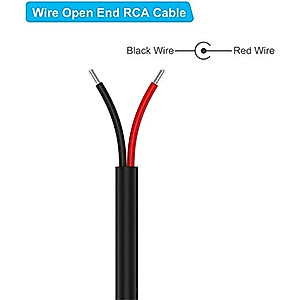 RCA to Bare Wire Cable, (2 Pack 22AWG 6.6 ft) Replacement RCA Male Plug Jack Connector Adapter to Bare Wire Open End Audio Video RCA Cable for Repair