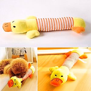 Cute Pet Dog Cat Plush Squeak Sound Dog Toys Funny Fleece Durability Chew Molar Toy Fit for All Pets Elephant Duck Pig (E)