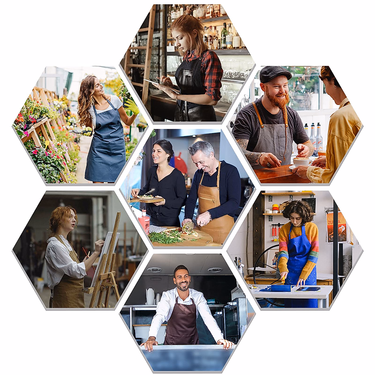 linqin Mushroom with Snails Aprons for Women Men Adjustable Bib Kitchen Chef Apron with 2 Pockets Long Ties for Cooking, BBQ