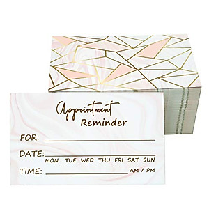 RXBC2011 Appointment Reminder Cards Marble pink and gold Pack of 100