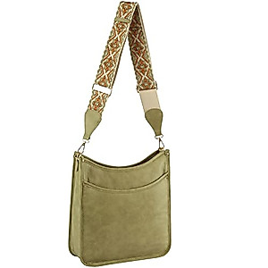 HR Womens Crossbody Shoulder Bag with Adjustable Guitar Strap (Black)